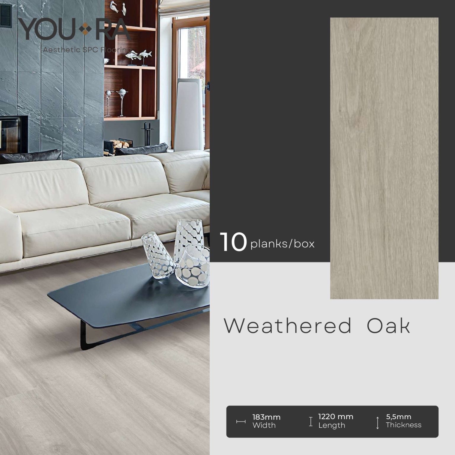 SPC YOURA 5,5 MM | WEATHERED OAK - Pilar8